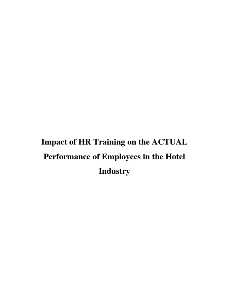 HR Training Impact on Hotel Employee Performance | PDF | Human Resource ...