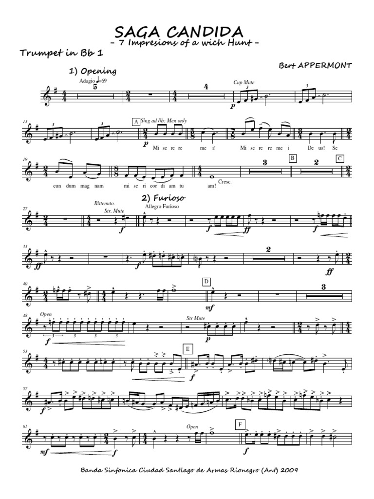 Finale 2008 - (SAGA CANDIDA - Trumpet in BB 1 | PDF | Formes musicales ...