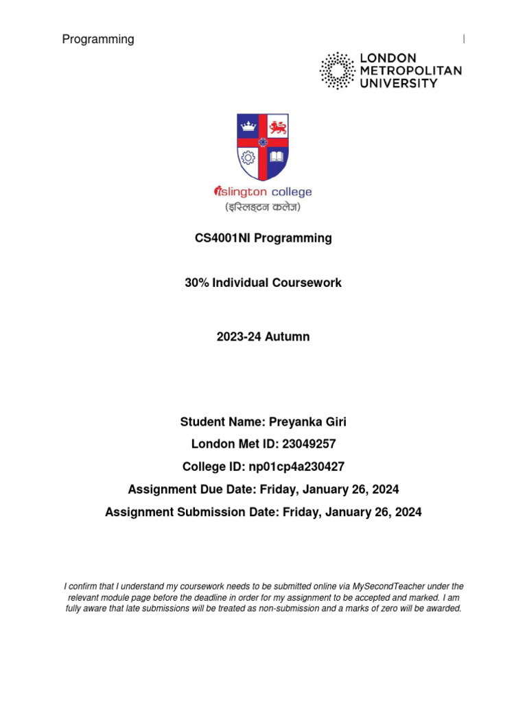 23049257 Preyanka Giri | PDF | Class (Computer Programming) | Method ...