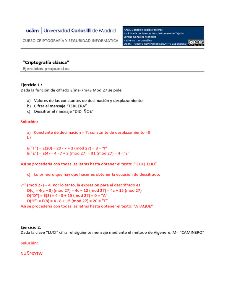 Ejercicios L4 Sol | PDF | Clave (criptografía) | Criptografía