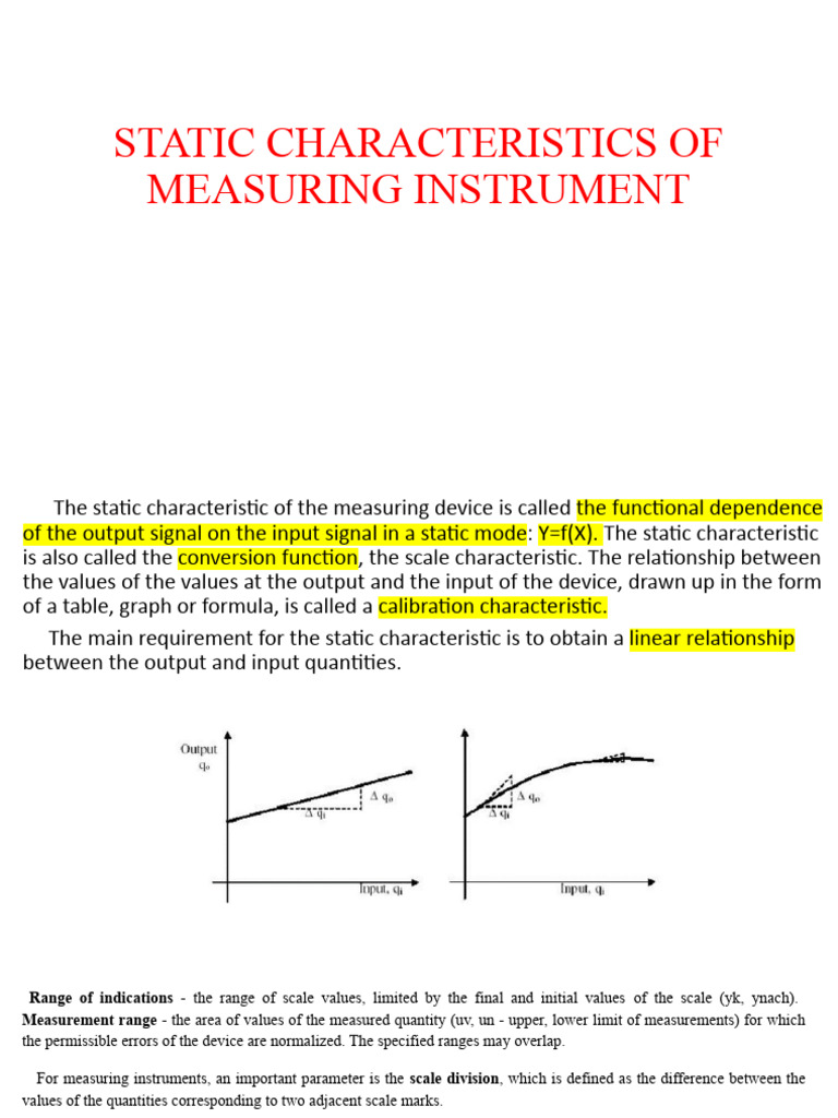 Static and Dynamic Characteristics of Measuring Instruments | PDF ...