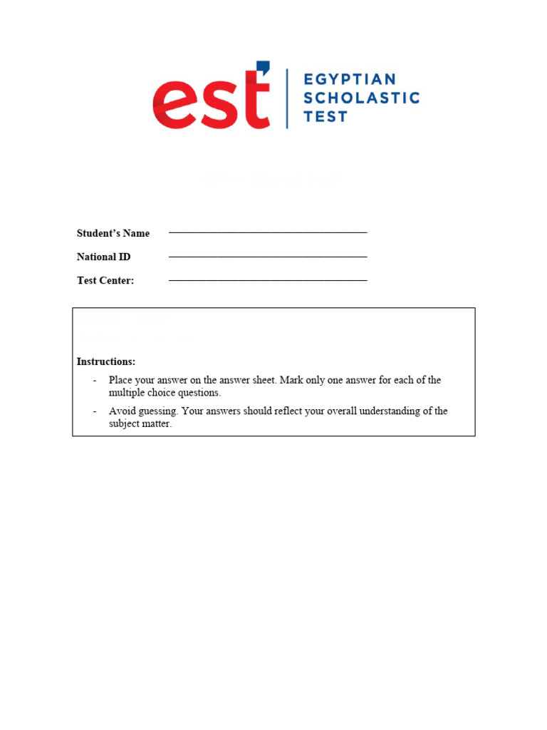 Mock Est 10 | PDF | Romeo And Juliet | Electromagnetic Radiation