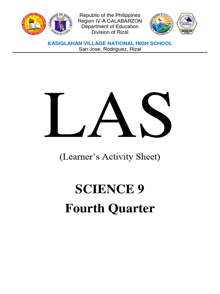 Science9 Q4 Las W1 W4 Sy 21 22 | PDF | Heat | Electric Power Transmission