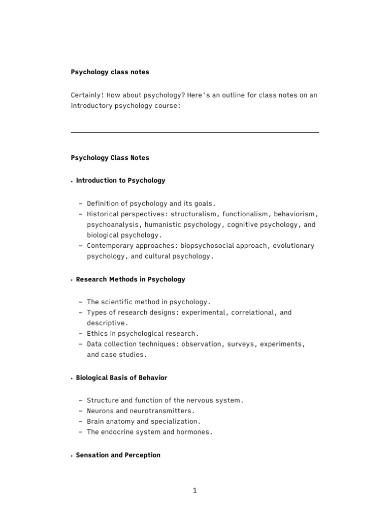 Psychology Class Notes | Download Free PDF | Psychology | Perception