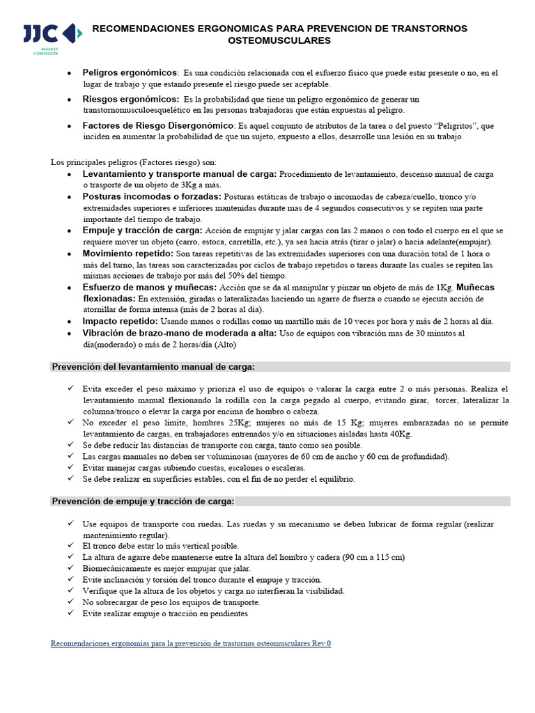 Recomendaciones Ergonomicas | PDF | Factores humanos y ergonomía | Codo