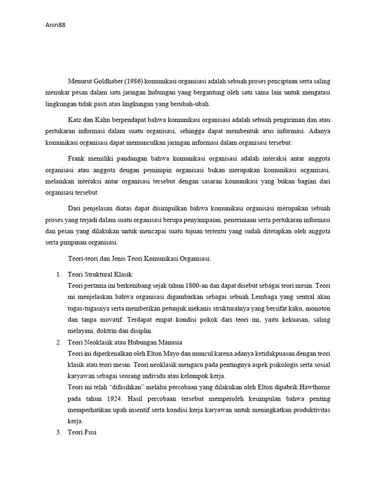 Teori Fusi dalam Komunikasi Organisasi | PDF | Karier & Perkembangan ...