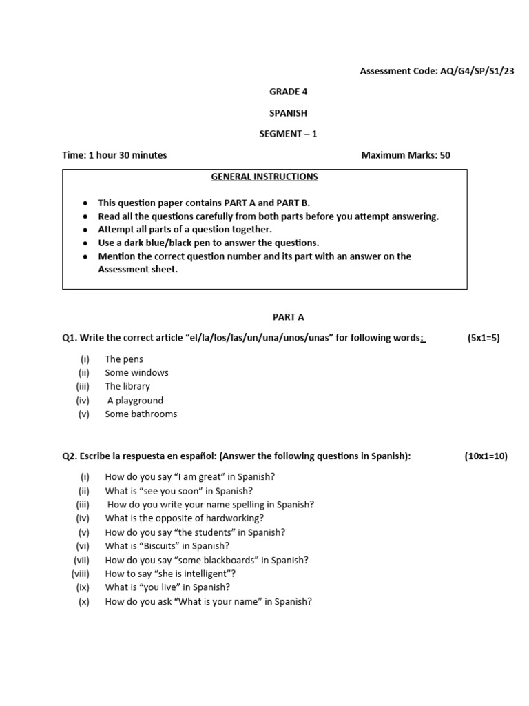 Grade 4 Segment 1 Spanish | PDF