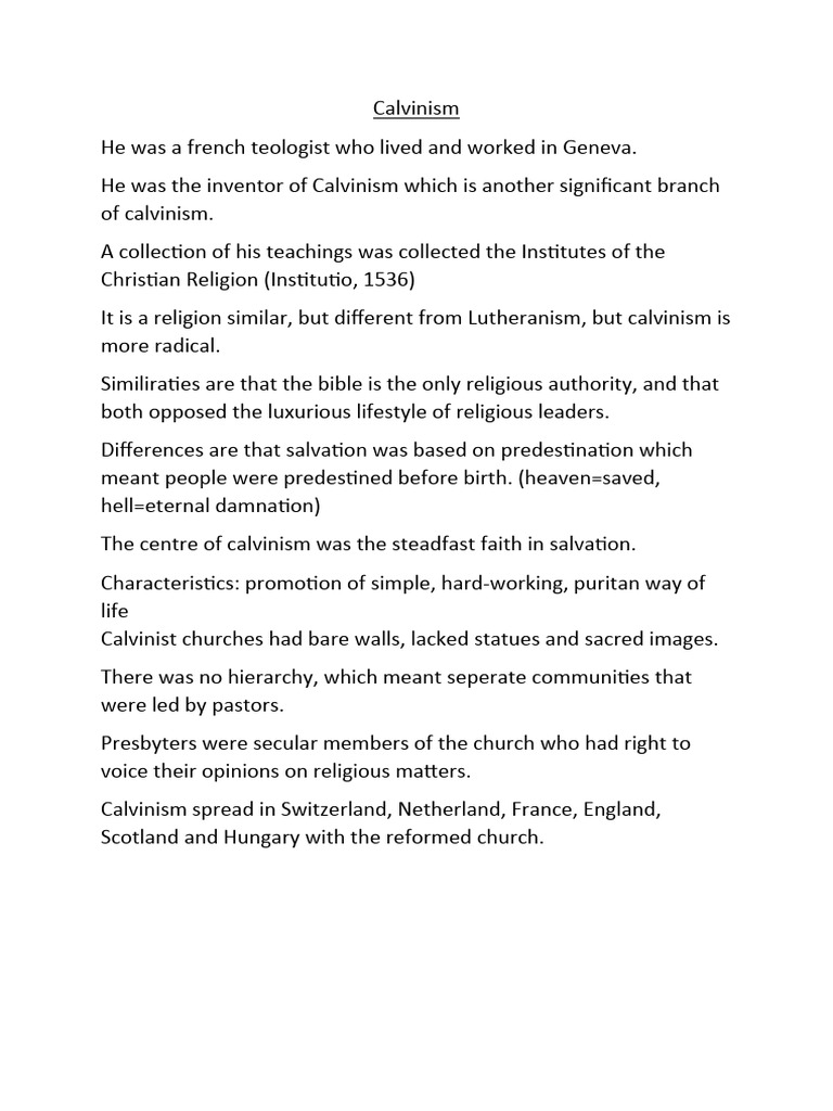 Calvinism | PDF