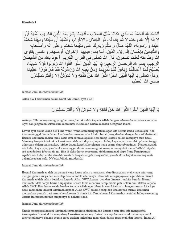 Khotbah Jumat | PDF | Kajian Bahasa Asing | Kesehatan Holistik