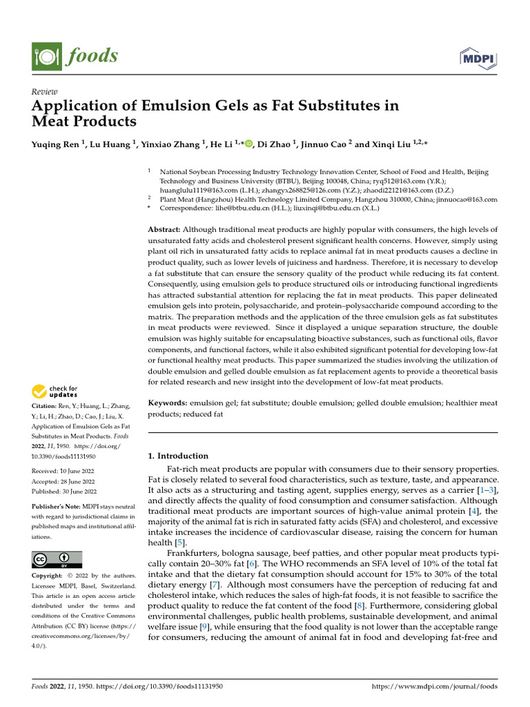 Foods 11 01950 | PDF | Emulsion | Fat