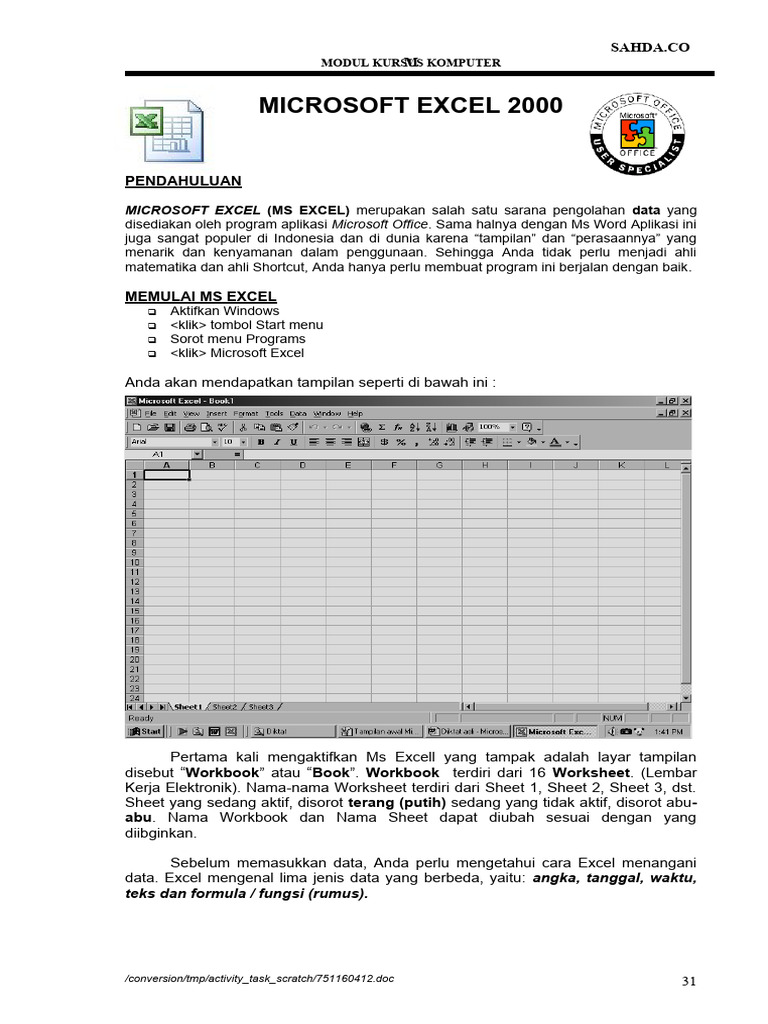Pengenalan Excell 2000 | PDF