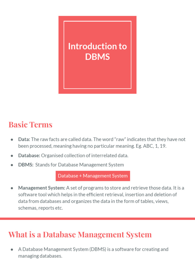 Introduction to DBMS | PDF | Databases | Relational Database