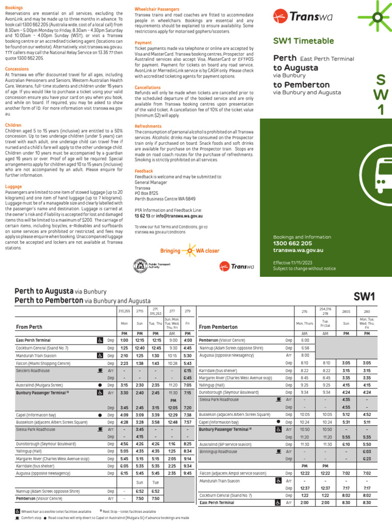 SW1 New Timetable | PDF