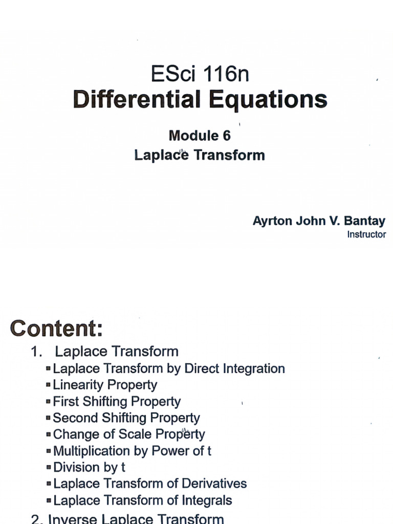 Module 6 LAPLACE TRANSFORM | PDF