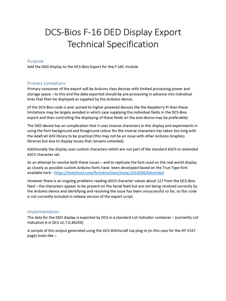 DCS BIOS DED Processing Spec | PDF | Parameter (Computer Programming) | Function (Mathematics)