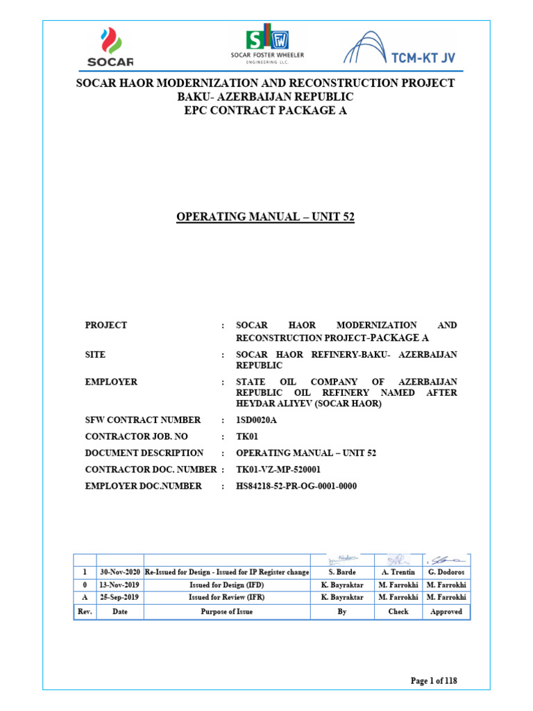 Unit 52 Operating Manual | PDF | Hydrogenation | Chemical Process ...