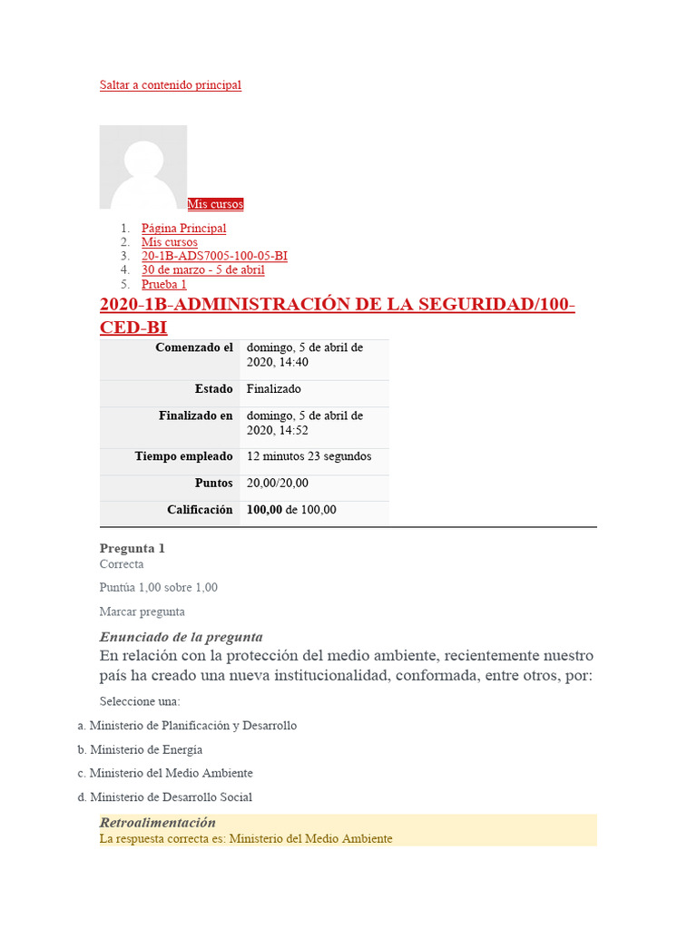 Administración de La Seguridad Evaluaciónes Completa Al100 | PDF | Chile | Business