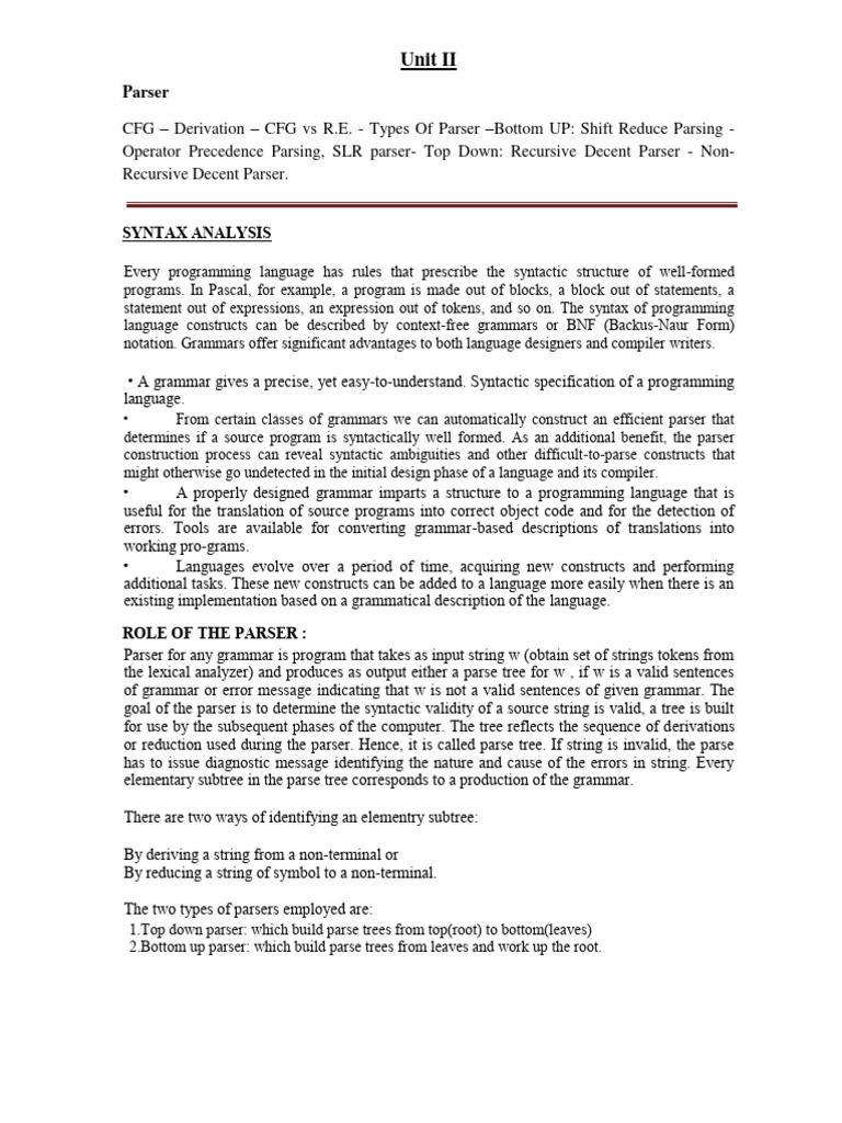 Unit 2 | Download Free PDF | Parsing | Grammar