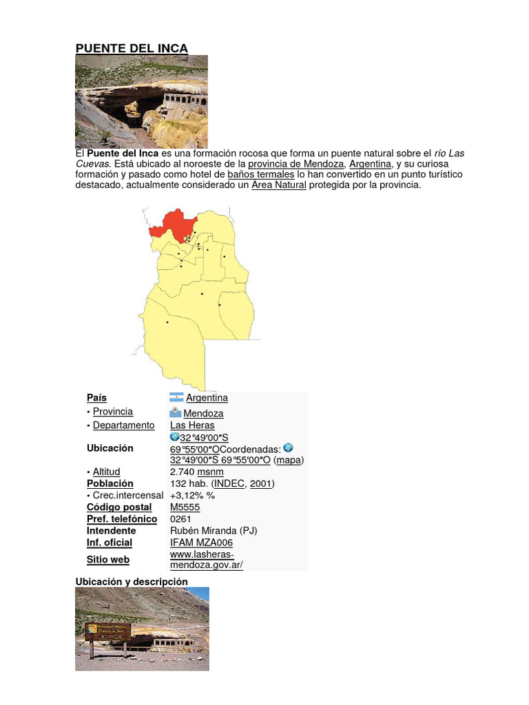 Puente Del Inca | PDF | Andes | glaciar