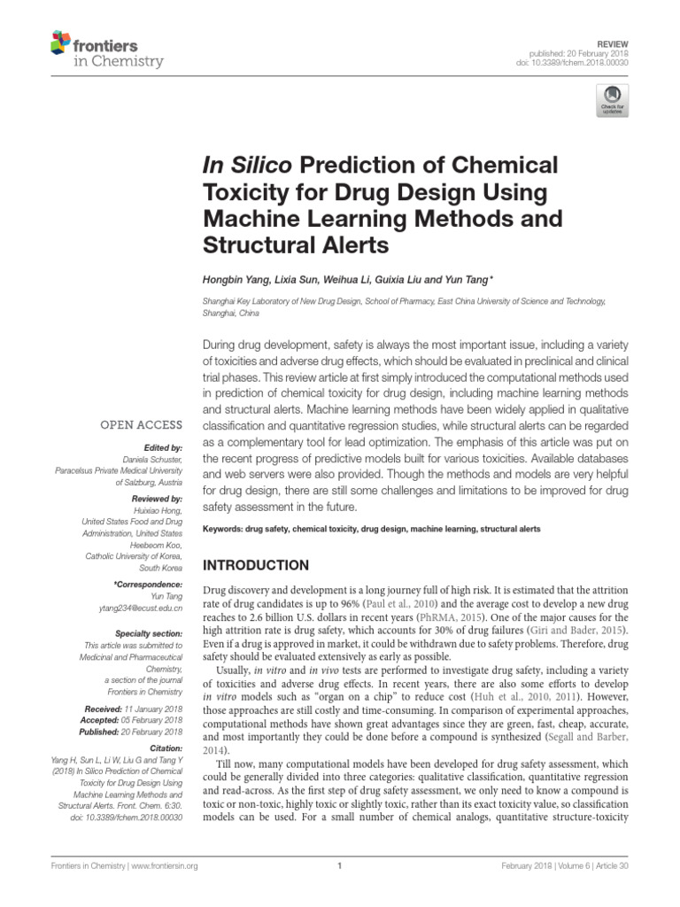 In Silico Prediction of Chemical Toxicity For Drug Design Using Machine ... In Silico Prediction of Chemical Toxicity For Drug Design Using Machine ...