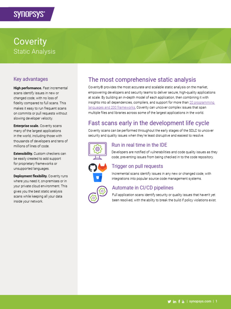 SAST Coverity Datasheet | Download Free PDF | Source Code | Integrated Development Environment