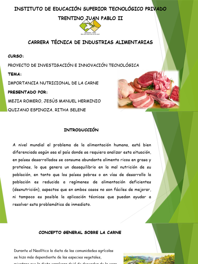 Importancia Nutricional de la Carne | PDF | Carne | Nutrición
