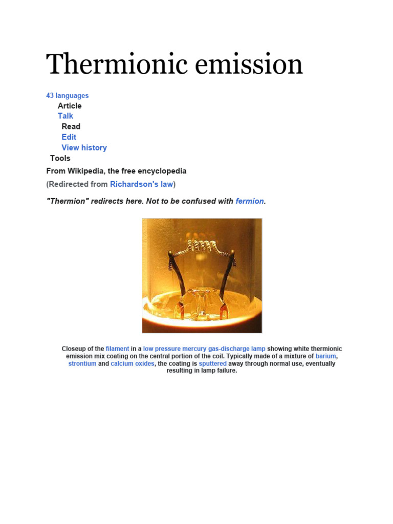 Thermionic Emission#richardson's Law | PDF | Incandescent Light Bulb ...
