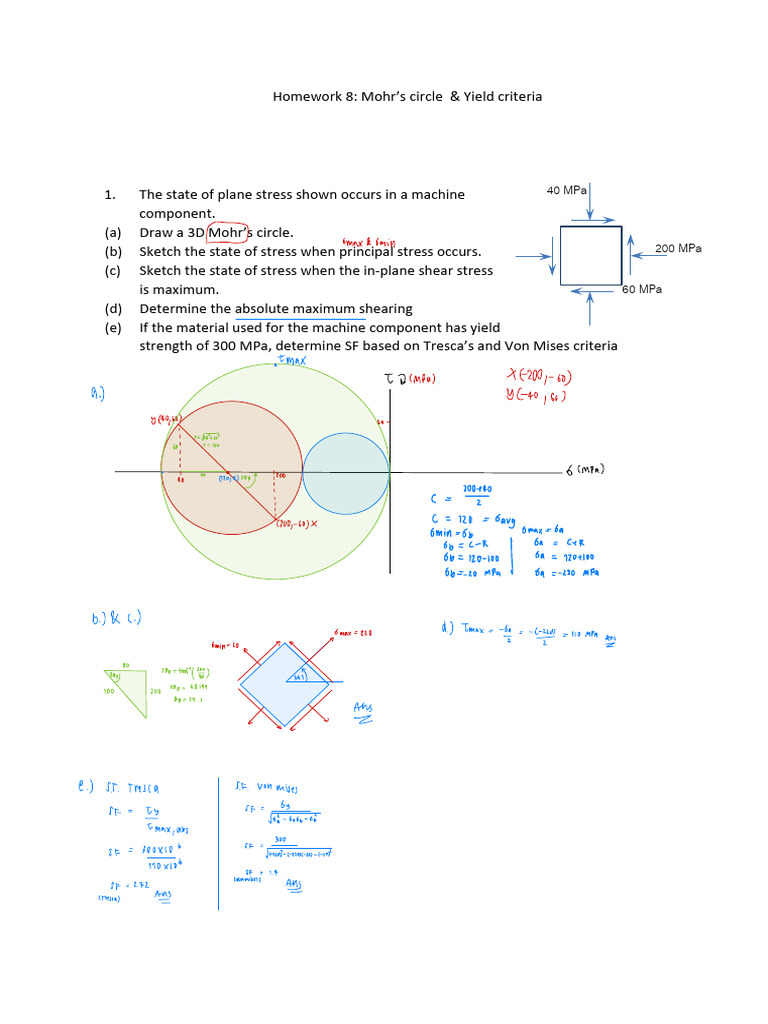 Homework 8 - 3D Mohr Circle& Yield | PDF | Applied And ...