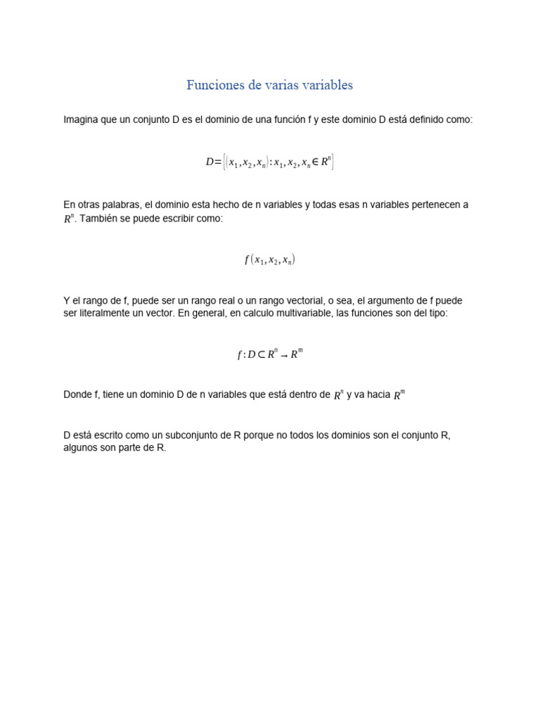 1 Funciones de Varias Variables | PDF | Función (Matemáticas) | Geometría