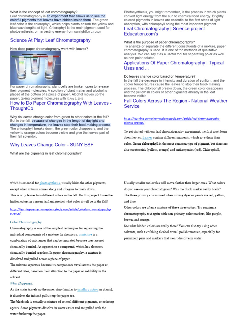 Concept of Leaf Chromatography | PDF | Leaf | Chromatography