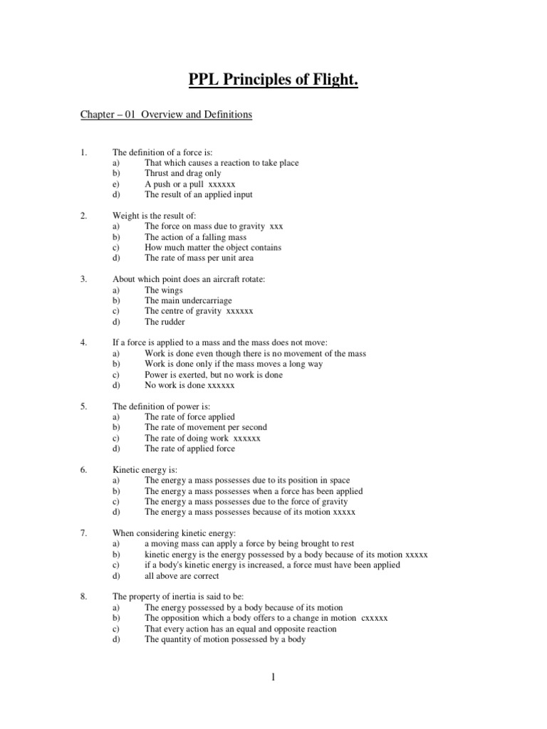 PPL Principles of Flight MCQ PPL | PDF | Drag (Physics) | Airspeed