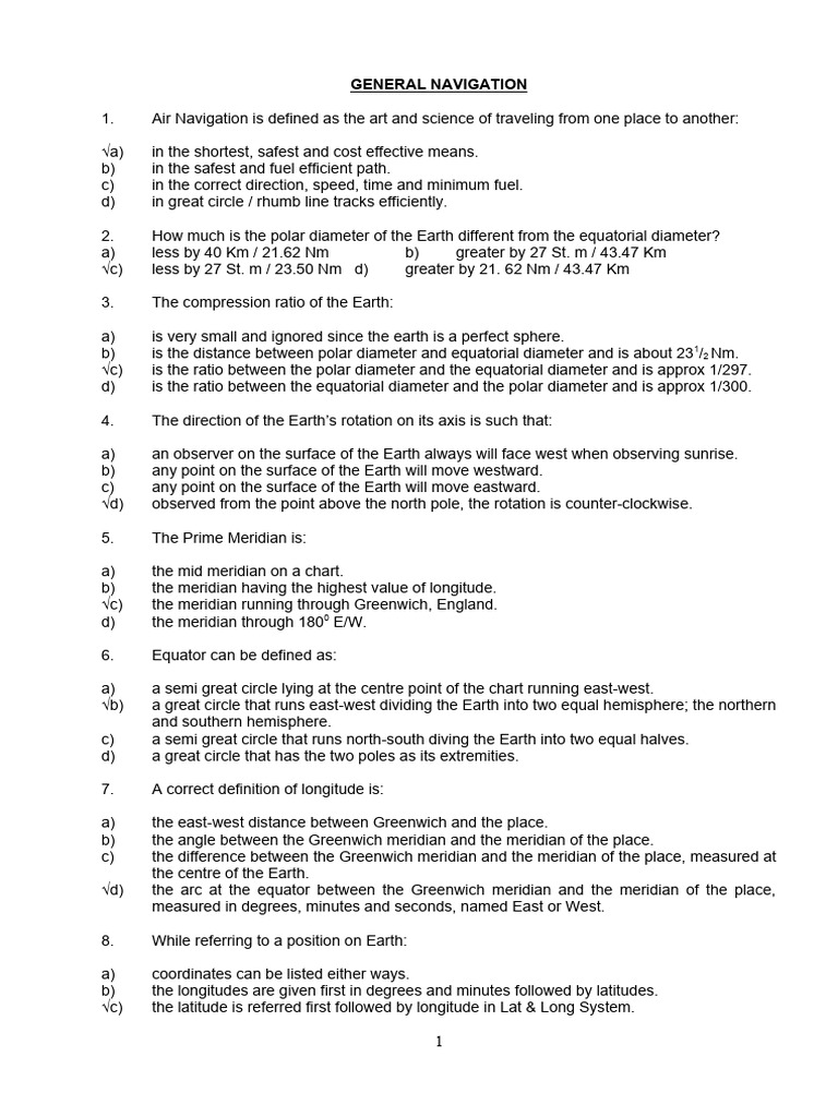 PPL Question Bank On Navigation (MCQ) | PDF | Twilight | Latitude