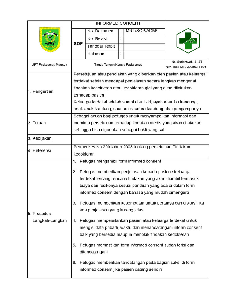 Prosedur Informed Consent Medis | PDF | Hukum