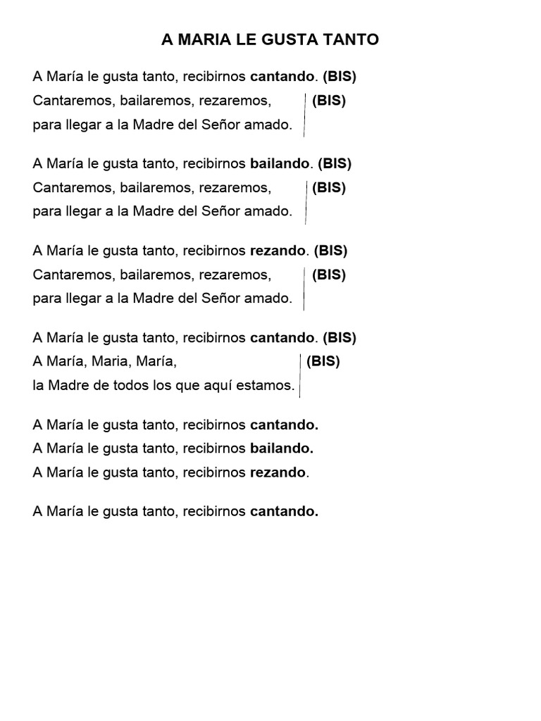 A Maria Le Gusta Tanto (Letra) | PDF | Poesía