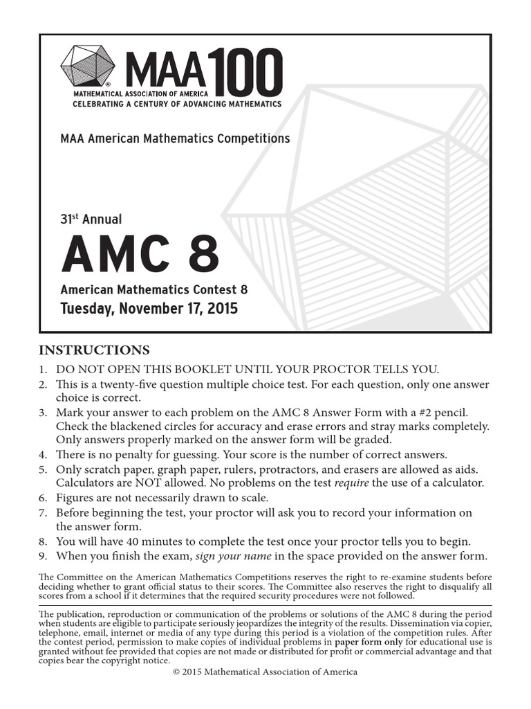 Amc 8 - 2015 | PDF | Mathematics