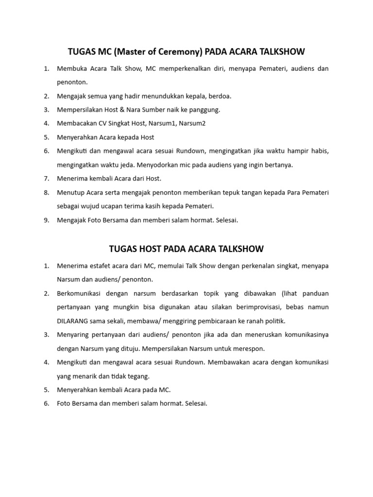 Tugas MC Dan Host | PDF | Kajian Bahasa Asing | Agama & Spiritualitas