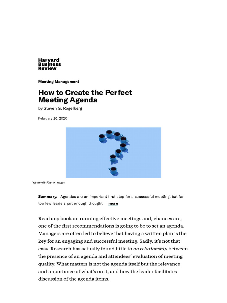 How To Create The Perfect Meeting Agenda | PDF | Goal | Goal Setting