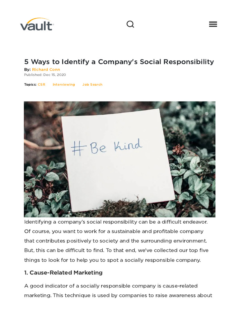 5 Ways To Identify A Company's Social Responsibility: 1. Cause-Related ...