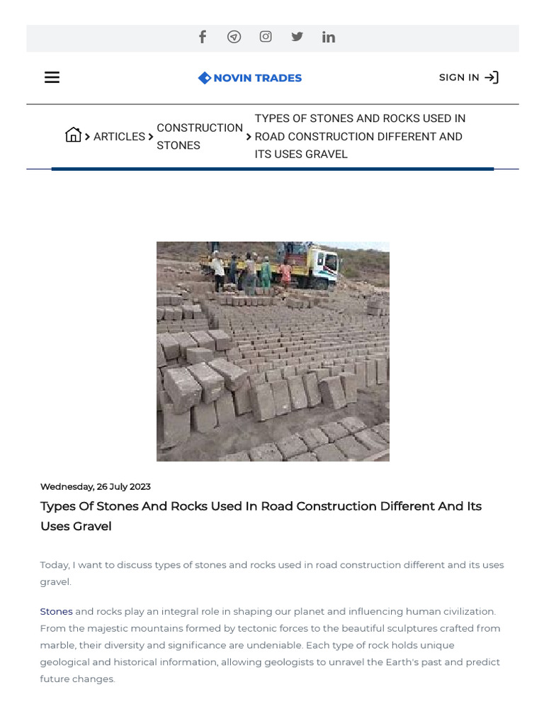 Types of Stones for Road Construction | PDF | Rock (Geology) | Geology