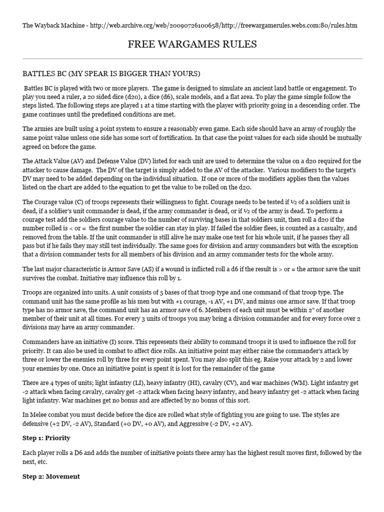 Free Wargames Rules | PDF | Infantry | Cavalry