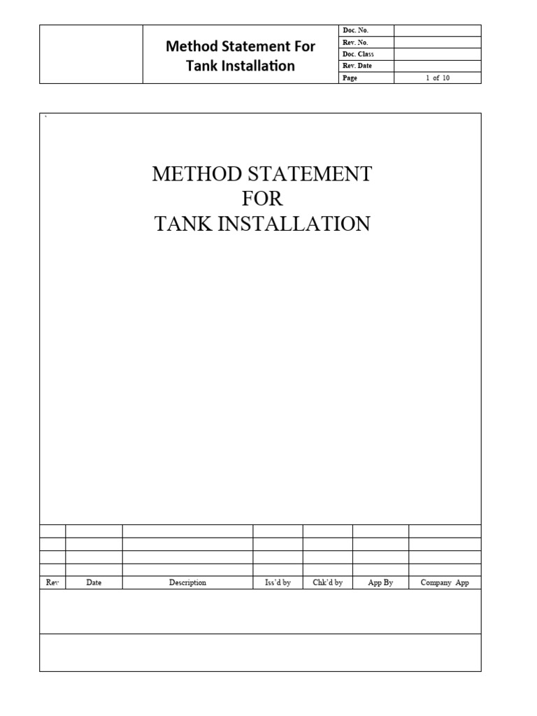 Tank Installation Method Statement | PDF | Welding | Construction