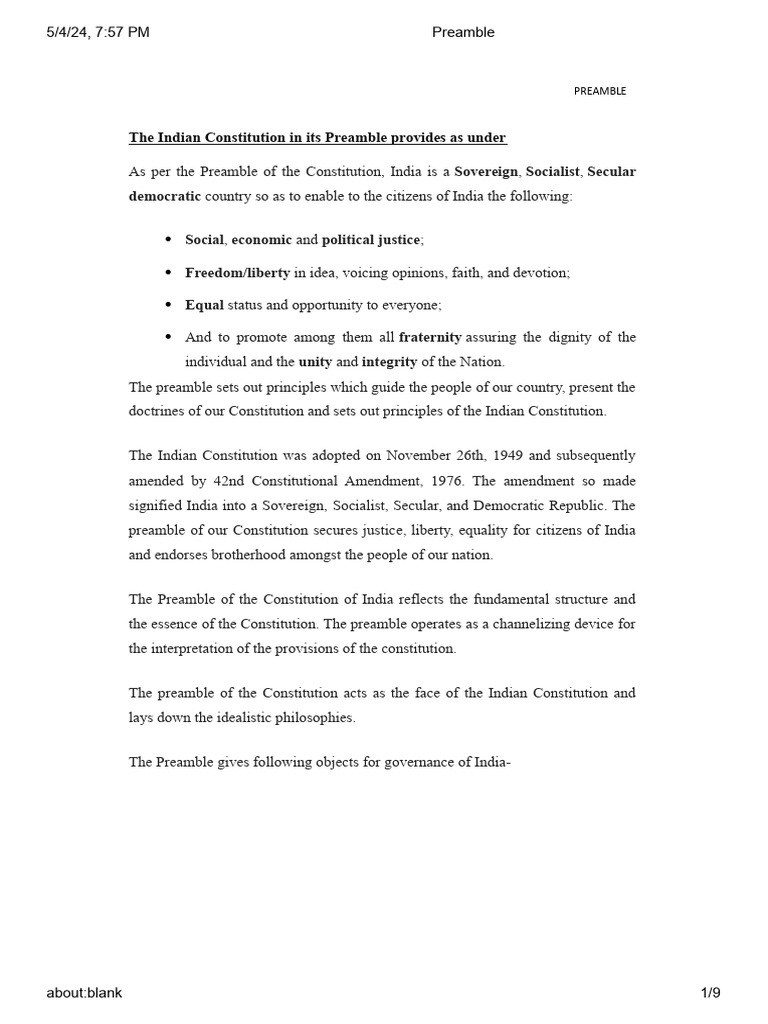 Preamble | PDF | Government | Legal Documents