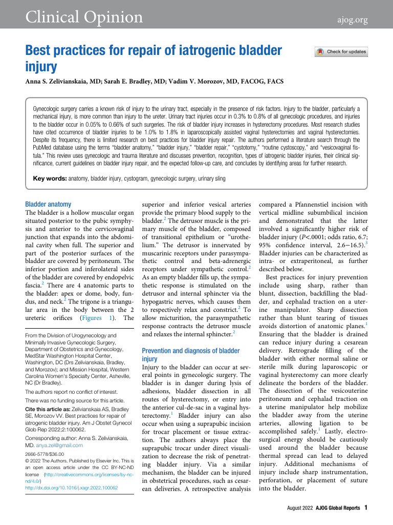 Best Practices For Repair of Iatrogenic Bladder INJURY | Download Free ...
