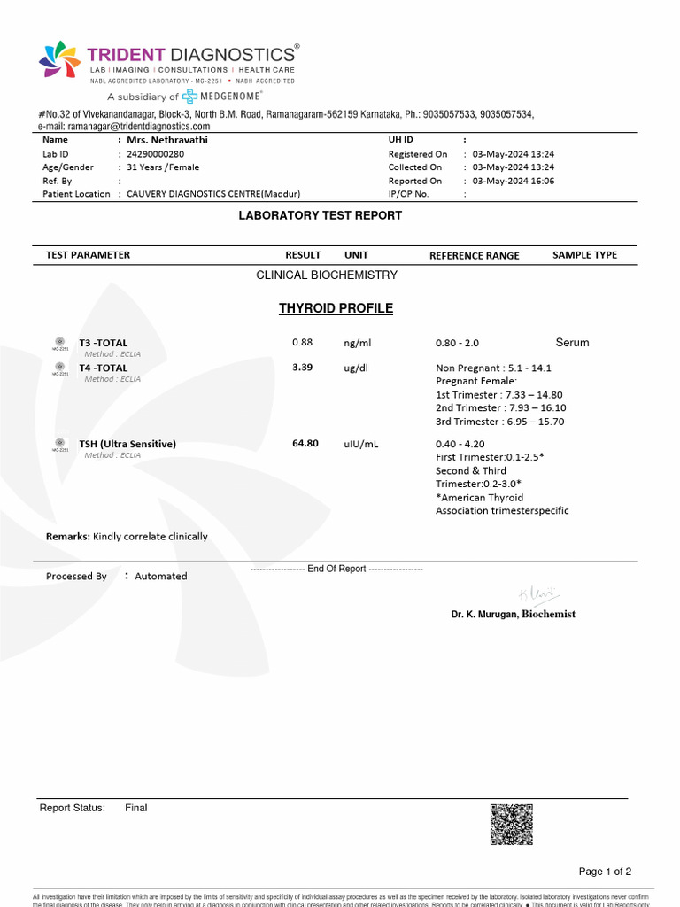 TestReport 24290000280 | PDF | Health Care | Clinical Medicine