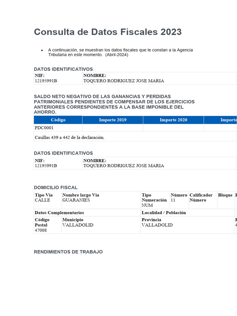 Consulta de Datos Fiscales 2023 | Descargar gratis PDF | Economias | Dinero