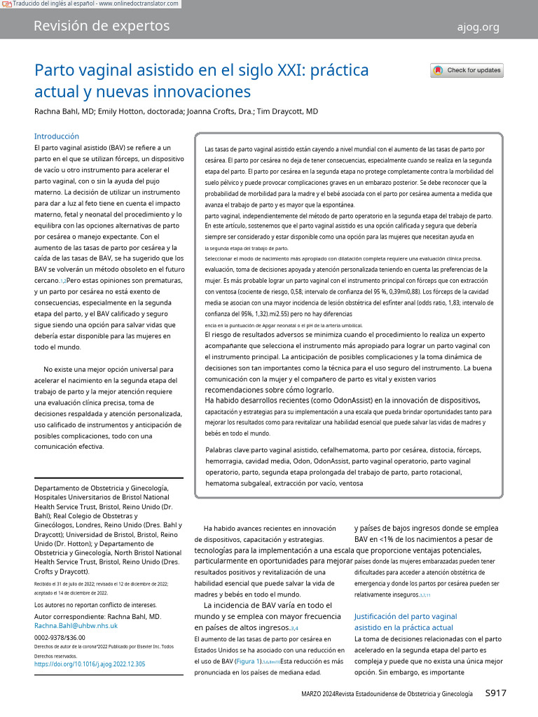 Assisted Vaginal Birth in 21st Century Current (1) .En - Es | PDF ...