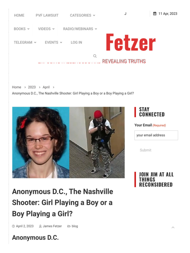 Anonymous D.C., The Nashville Shooter - Girl Playing A Boy or A B | PDF