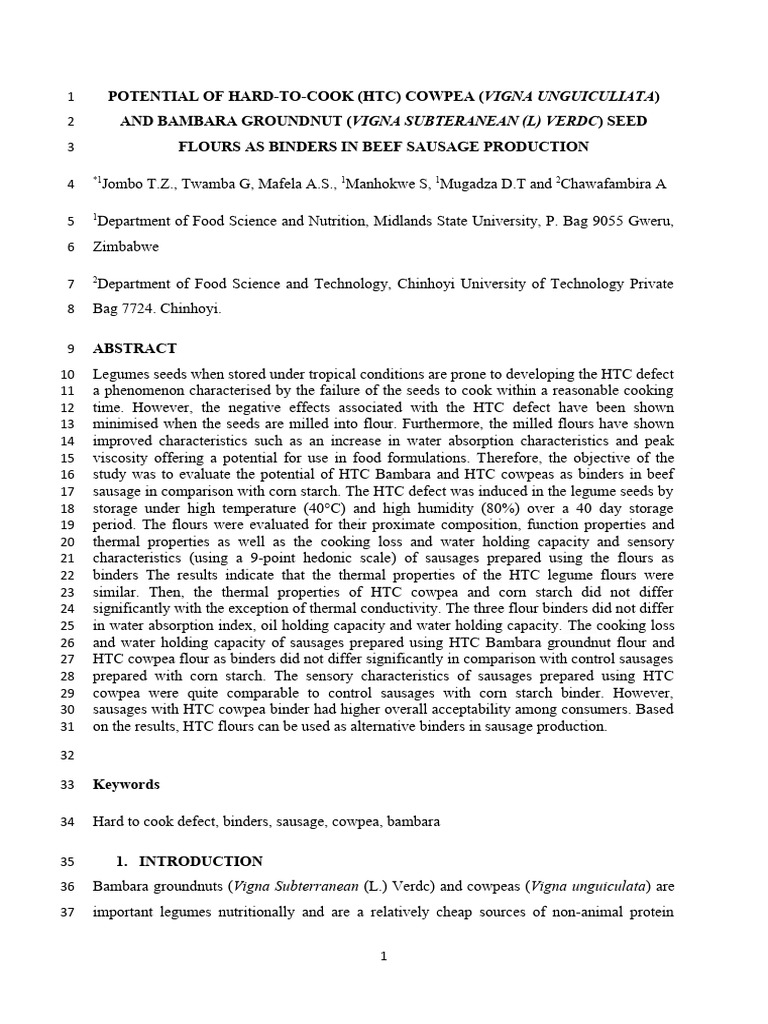 HTC Sausage Paper Draft 1 | PDF | Flour | Starch