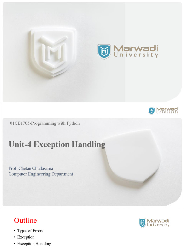 Unit4 ExceptionalHandlingpdf 2023 08 01 11 38 08 | PDF | Computer ...