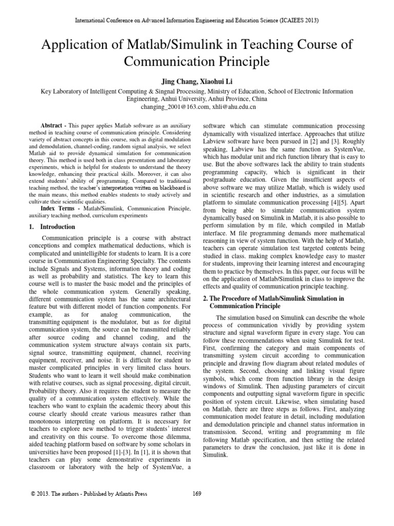 Application of Matlab/Simulink in Teaching Course of Communication Principle | PDF | Low Pass ...